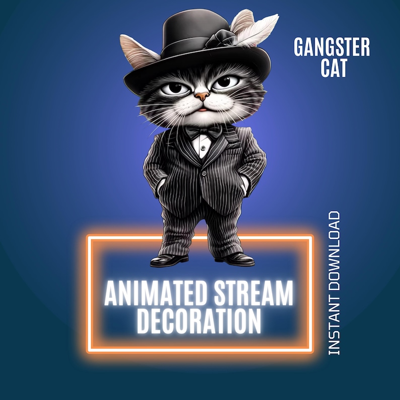 Gangster Cat Twitch Stream Animated Decor, Mobster Cat Twitch Animated ...