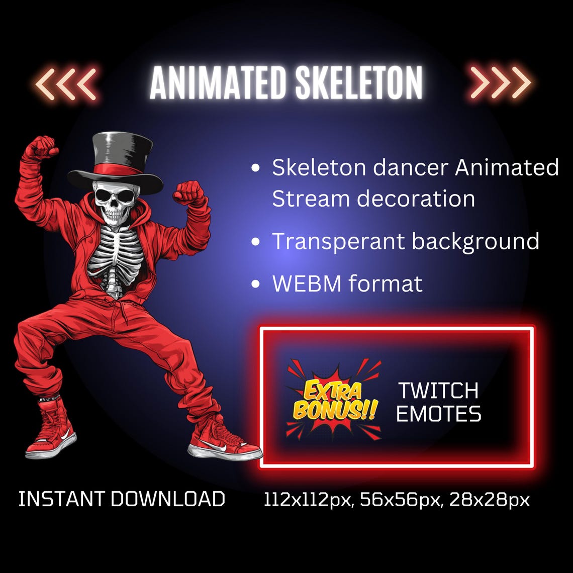 Animated Halloween Dancing Skeleton, Twitch Music Stream Decor, Spooky ...