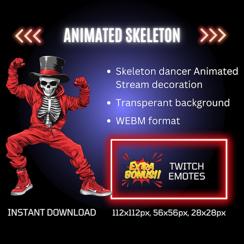 Halloween Street Dancer Skeleton Stream Decoration, Animated Overlay ...
