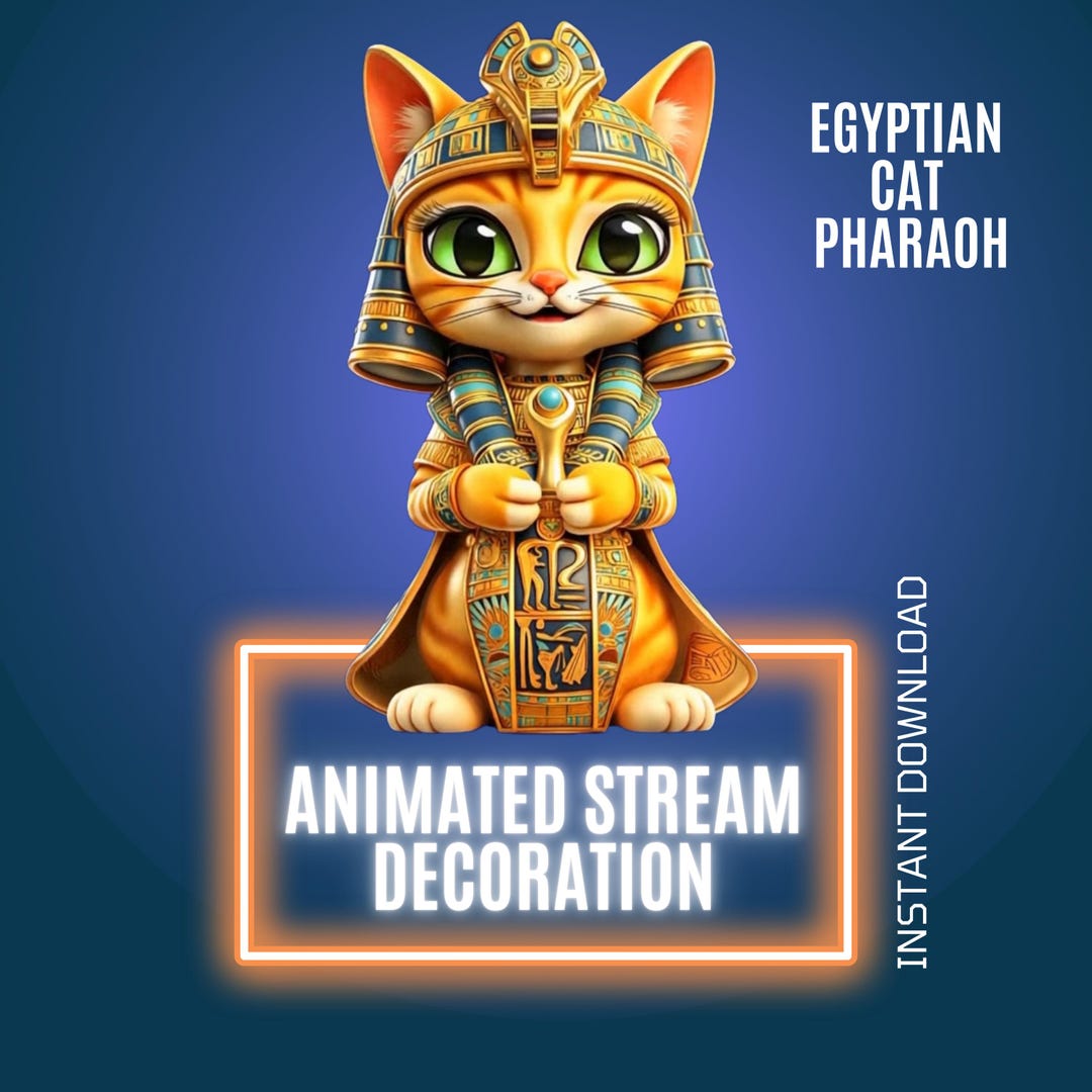 Twitch Stream Animated Overlay Egyptian Cat Pharaoh, Cat Twitch Animated Decor, Twitch Stream ...
