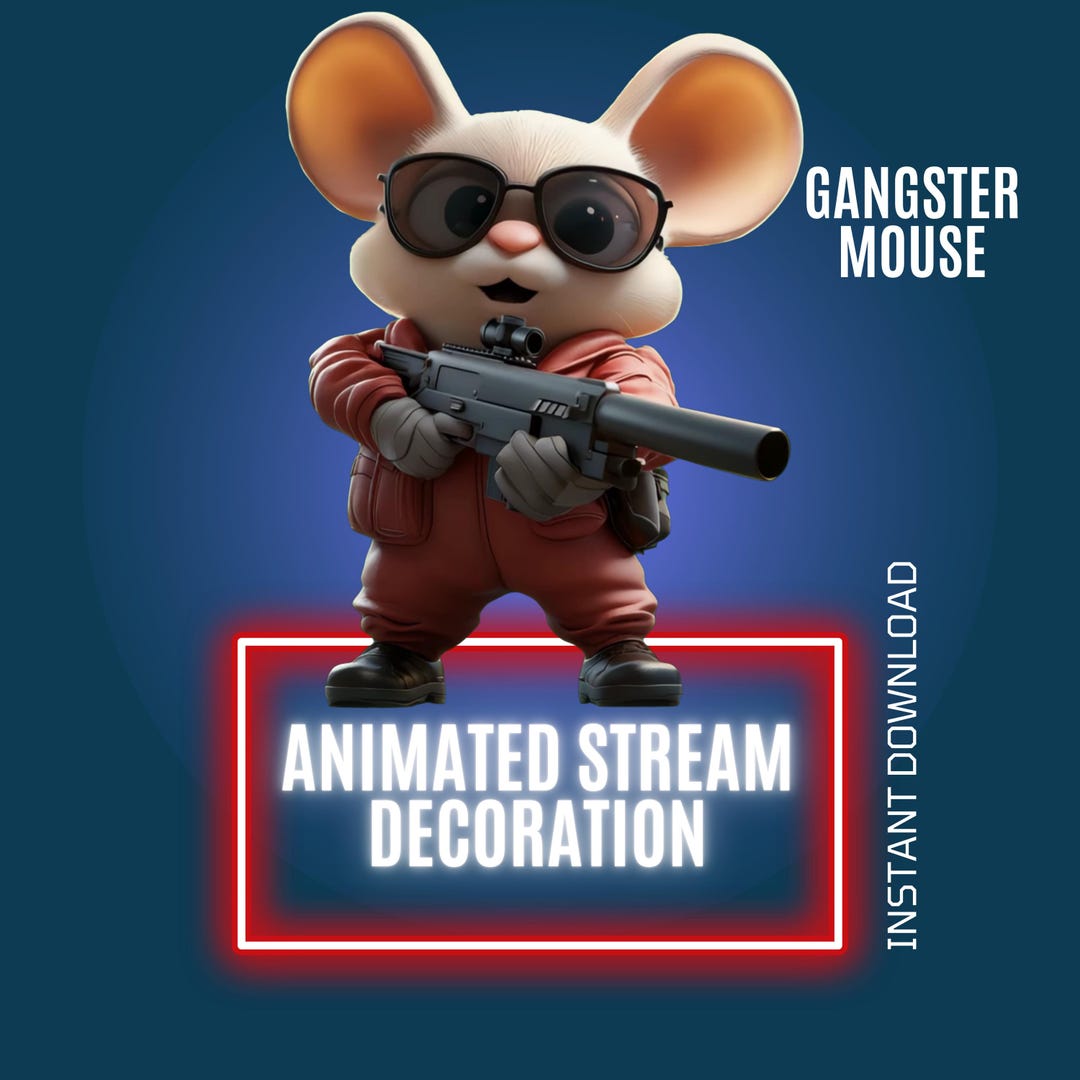 Animated Gangster Mouse Twitch Stream Decor, Shooting Game Overlay ...
