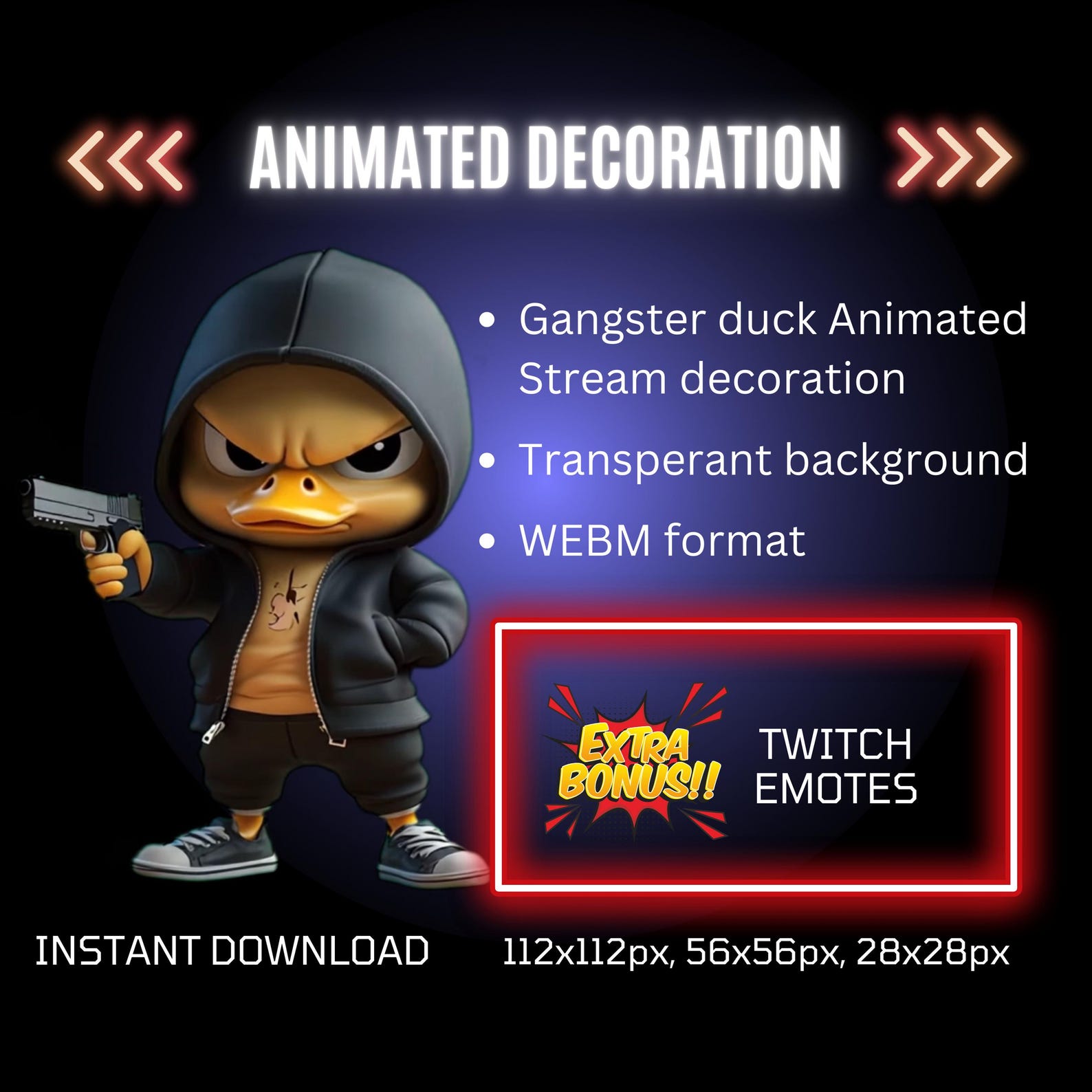 Gangster Duck Animated Twitch Stream Overlay & Emote (digital Download ...