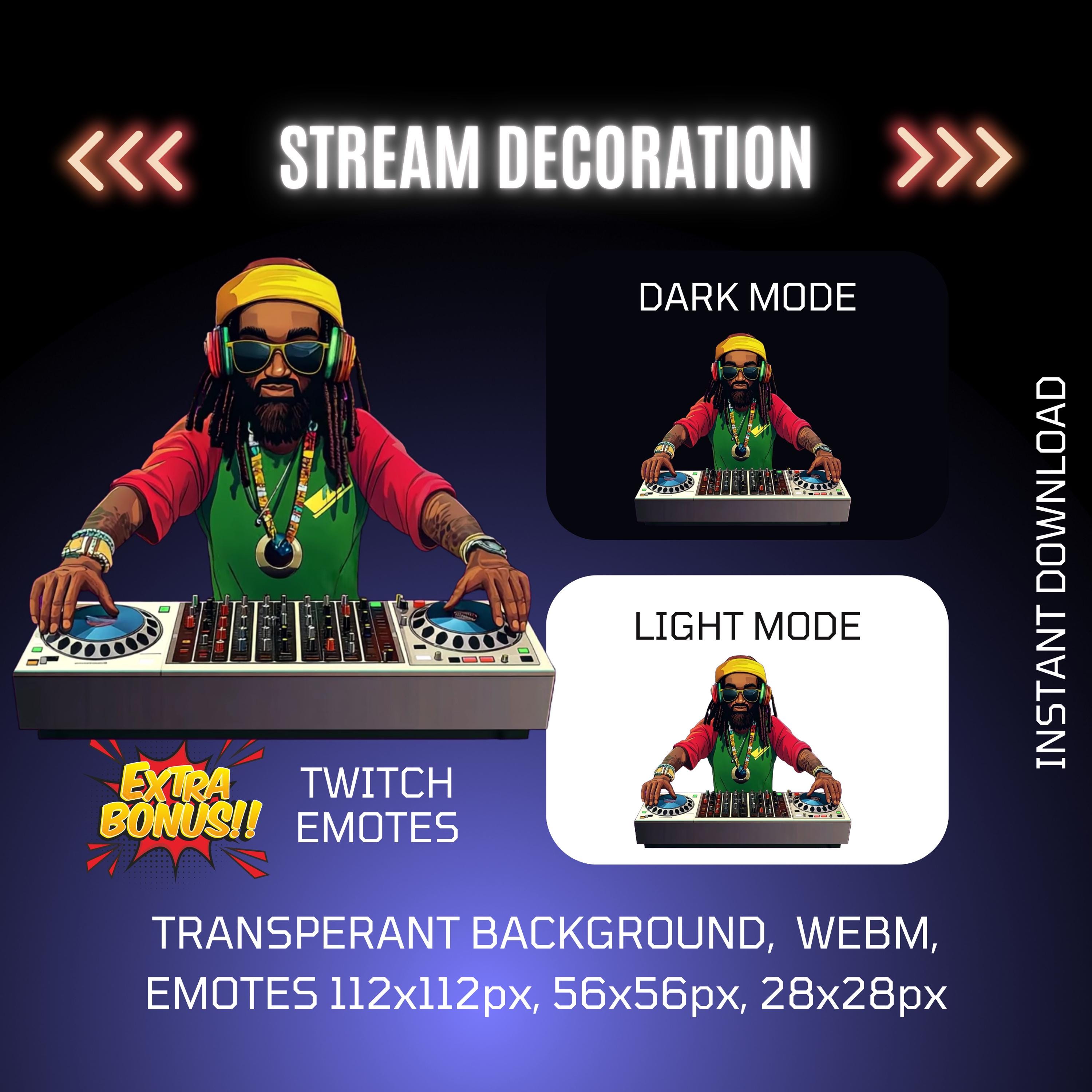Rasta Man DJ Stream Decoration, Twitch Animated Overlay, Twitch ...
