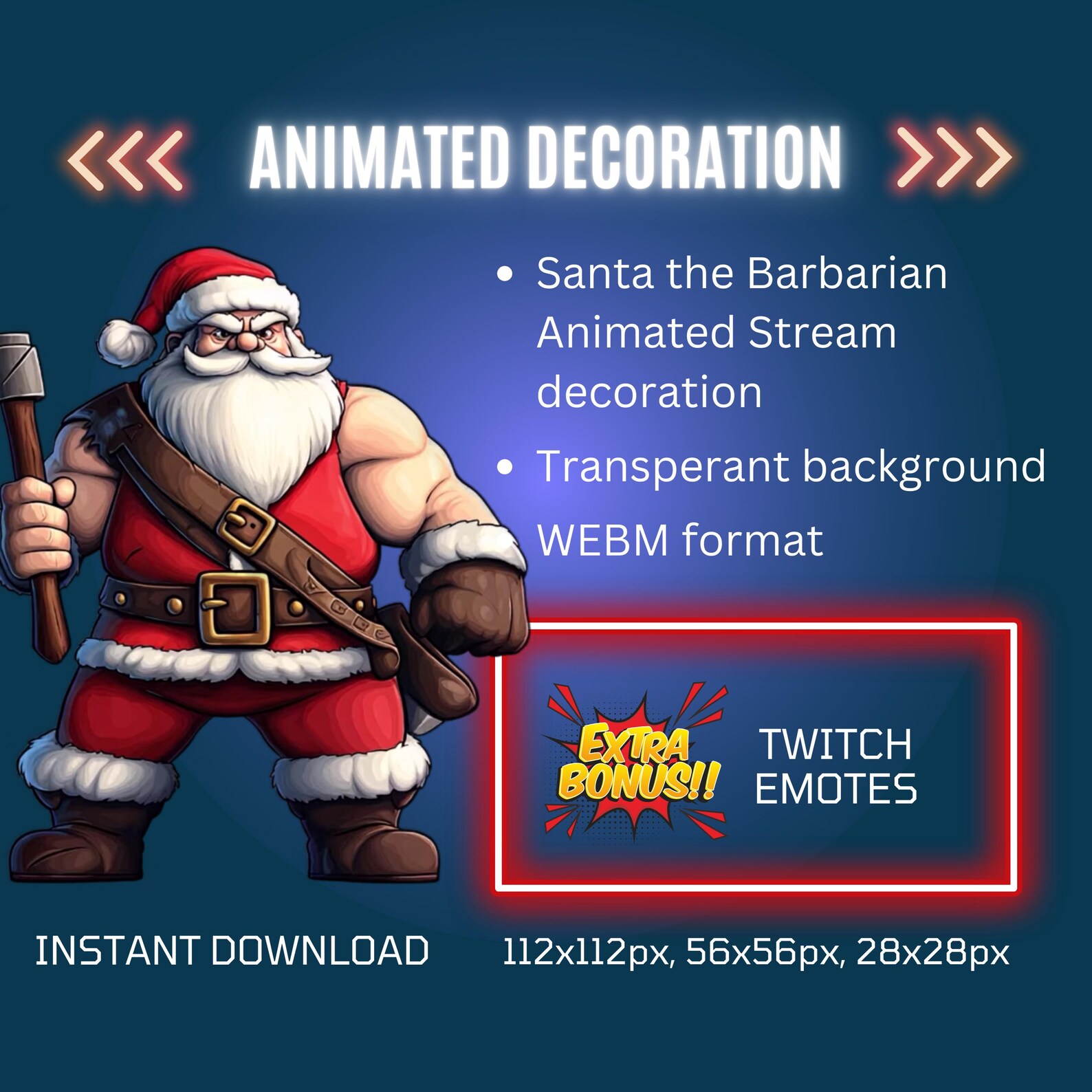 Santa the Barbarian Animated Twitch Stream Decoration (digital Download ...