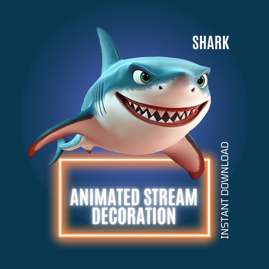 Evil Shark Stream Decoration, Shark Twitch Animated Overlay, Twitch ...