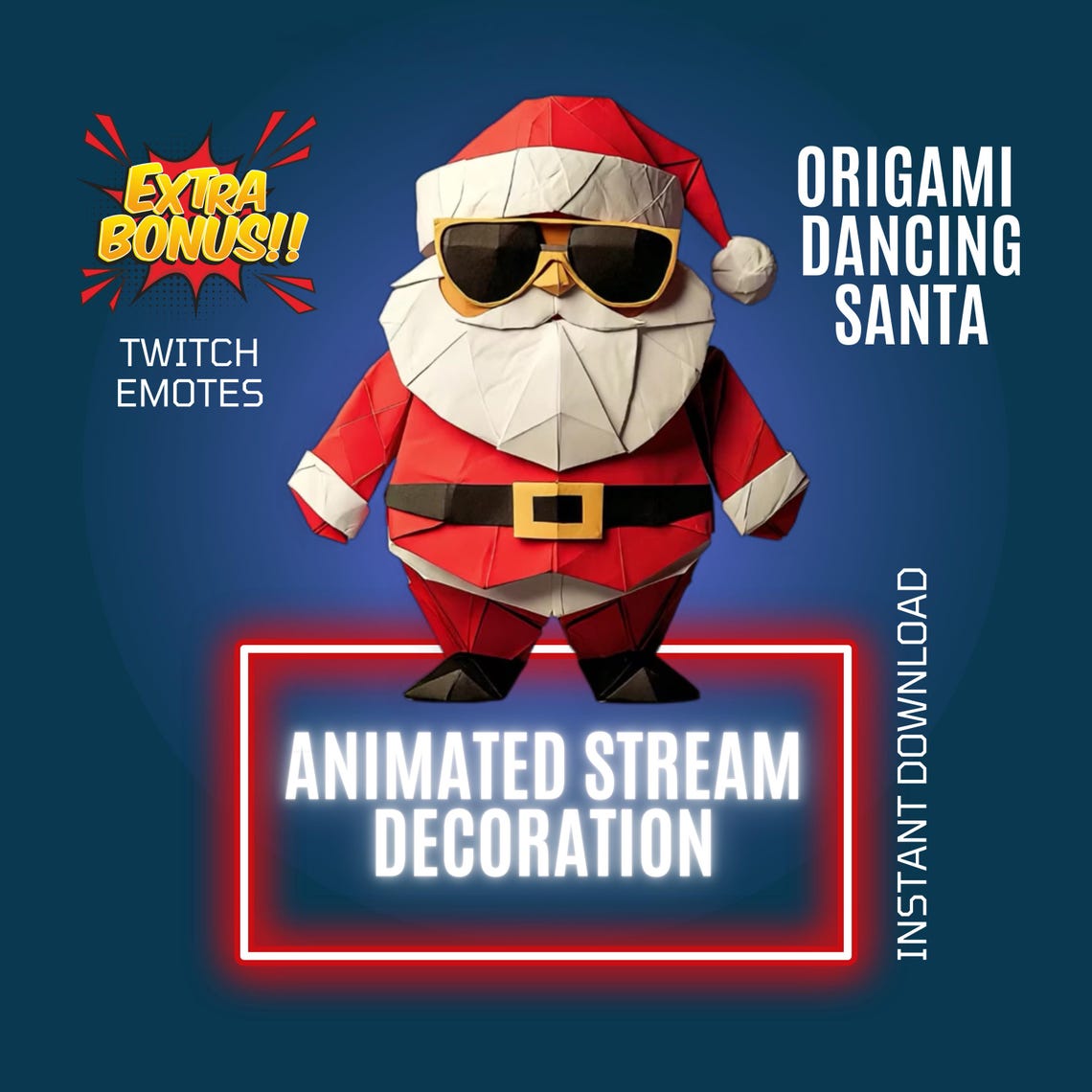 Dancing Origami Santa Christmas Stream Decoration, Xmas Twitch Animated ...