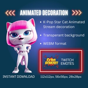 K-pop Dancing Cat Animated Stream Overlay & Emote (digital Download) - Etsy