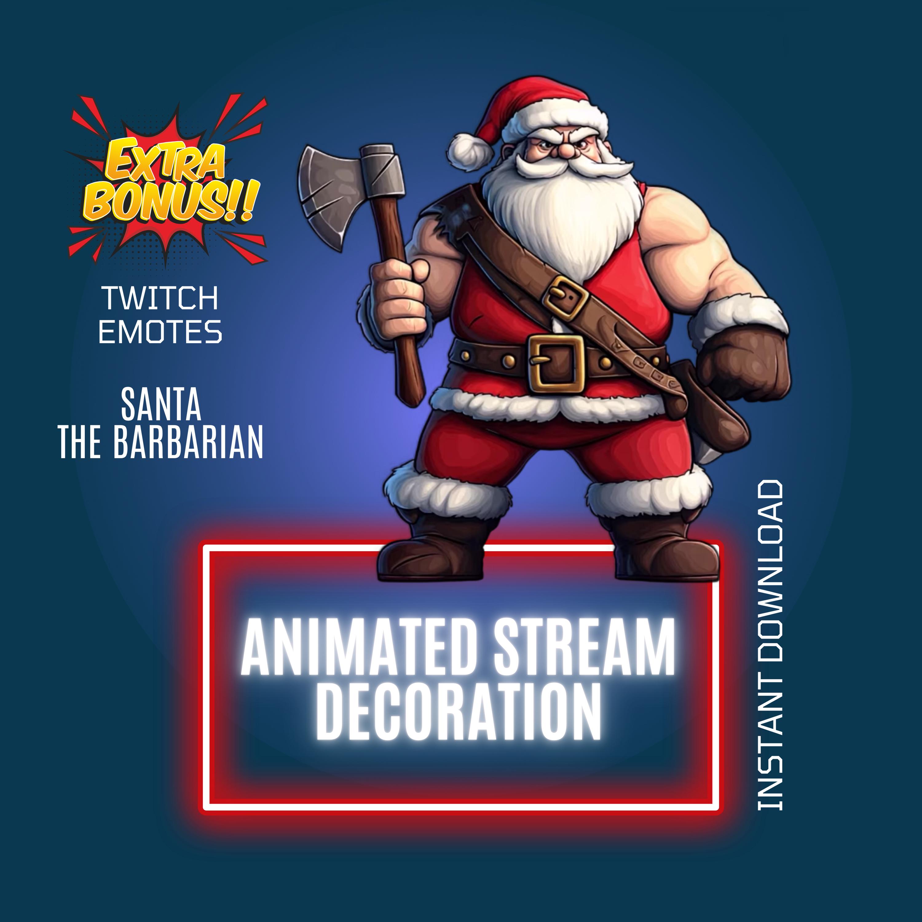 Santa the Barbarian Animated Twitch Stream Decoration (digital Download ...