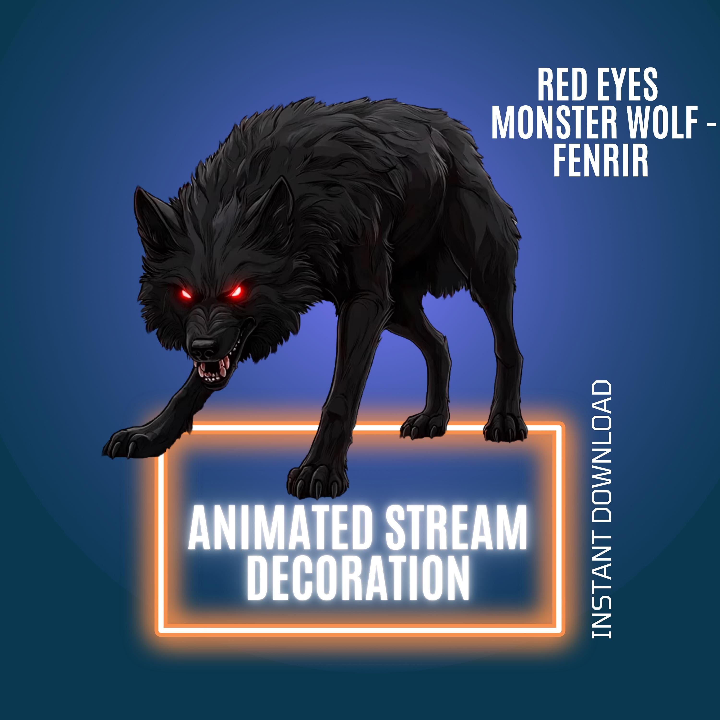 Red Eyes Wolf Fenrir Twitch Stream Animated Overlay, Mythological Monster Wolf Animated Stream ...
