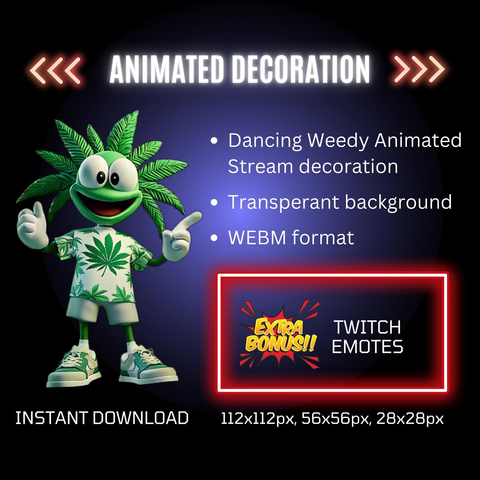 Animated Dancing Weed Character Twitch Stream Decor, 420 Overlay ...