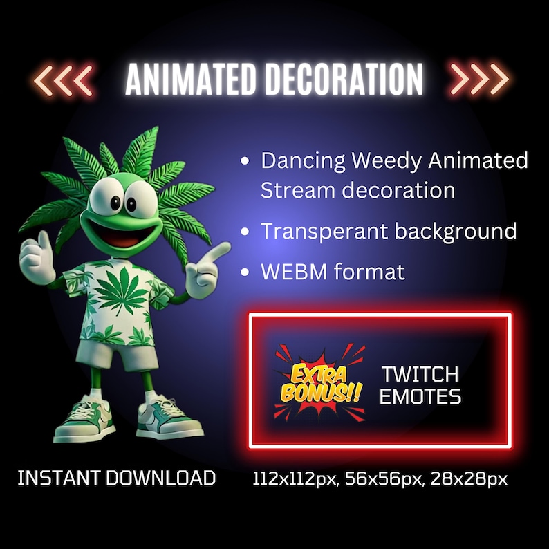 Animated Dancing Weed Character Twitch Stream Decor, 420 Overlay ...
