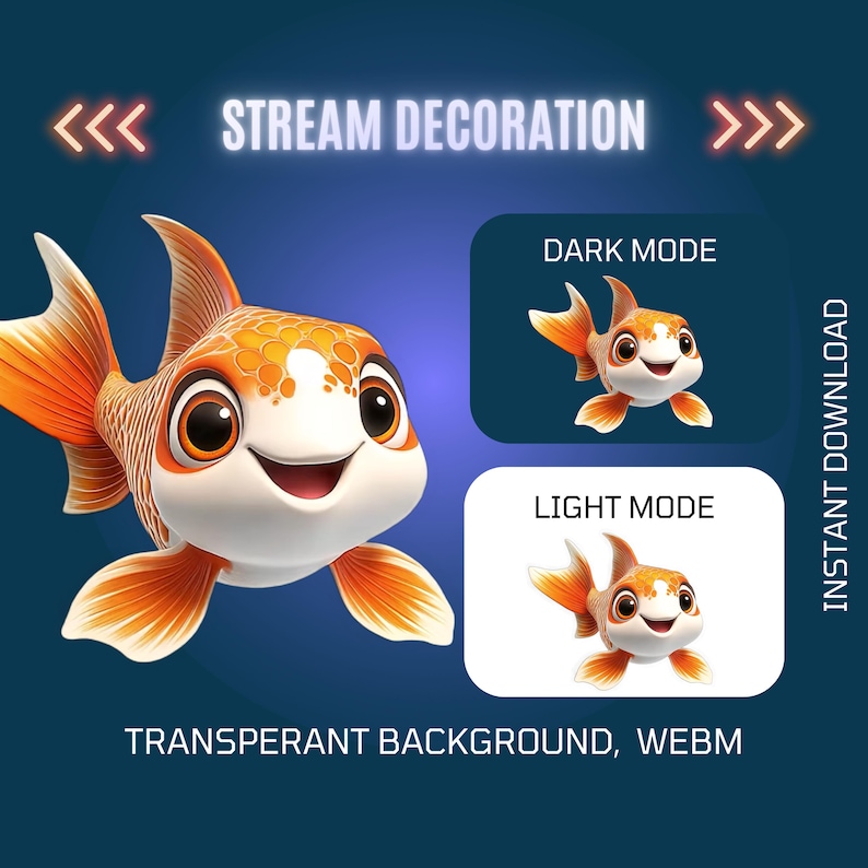 Koi Fish Kawaii Stream Decoration, Twitch Animated Overlay, Twitch ...