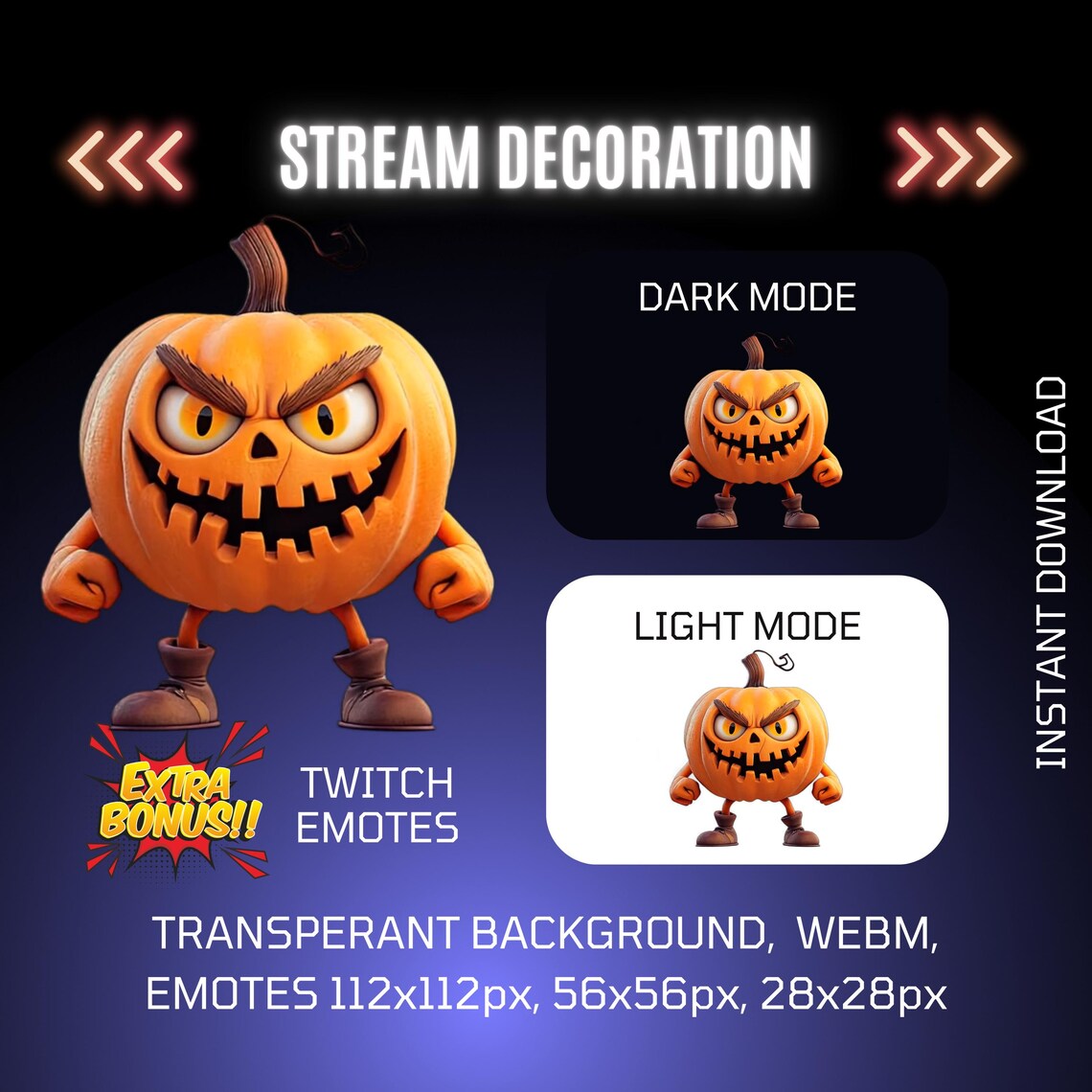 Halloween Angry Pumpkin Stream Decoration, Animated Overlay, Twitch ...