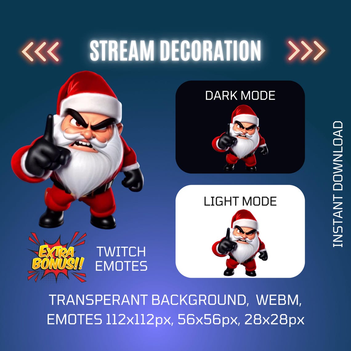 Animated Mad Santa Twitch Christmas Stream Decor, Xmas Funny Overlay ...
