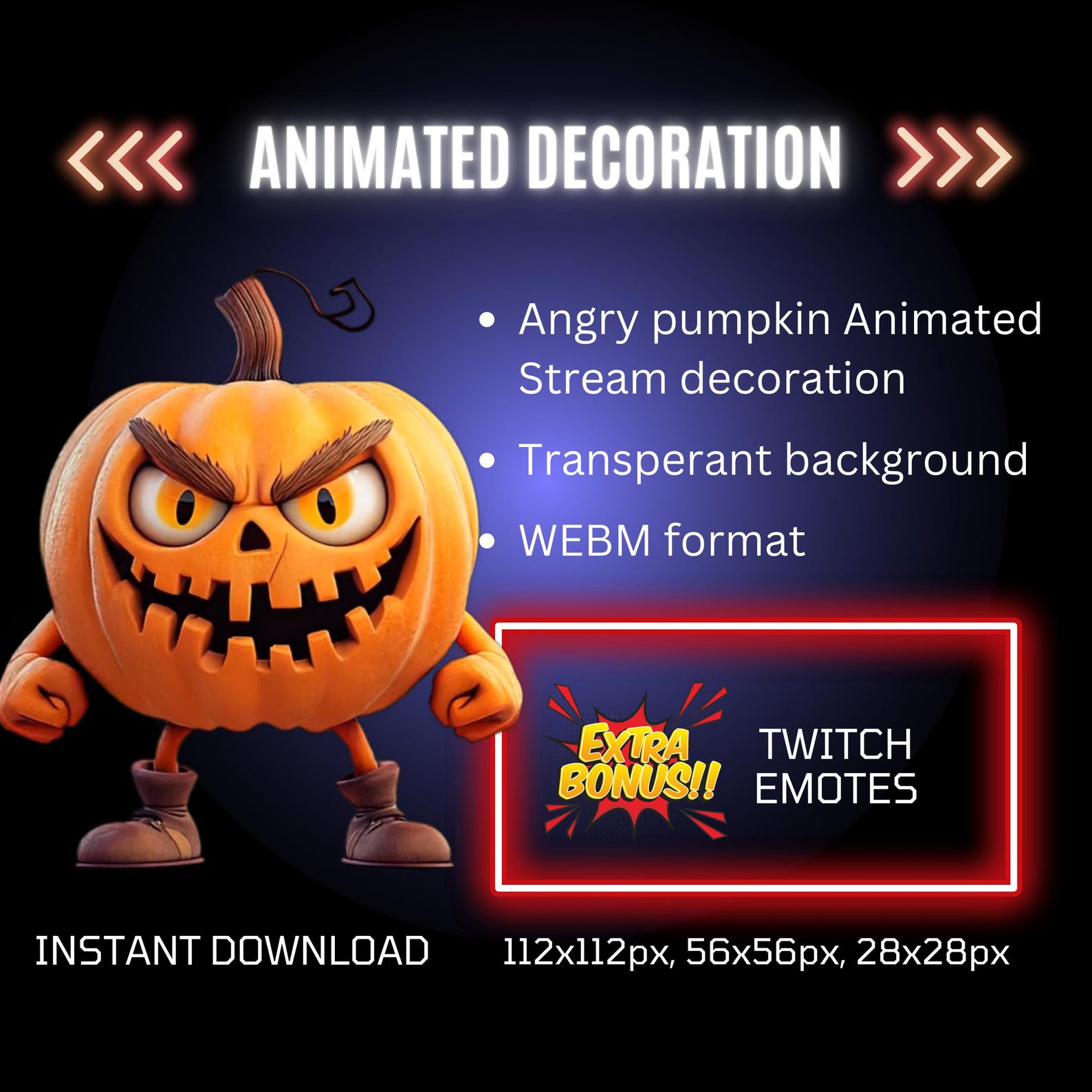 Halloween Angry Pumpkin Twitch Stream Animated Decor, Spooky Overlay ...