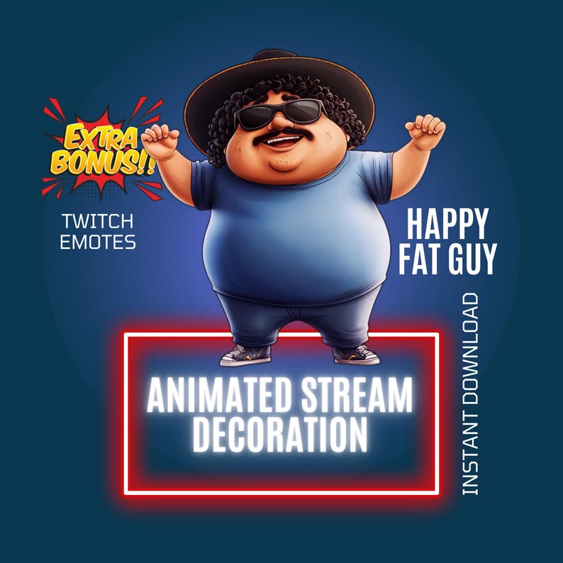 Happy Dancing Fat Guy Stream Decoration, Twitch Animated Overlay, Funny ...