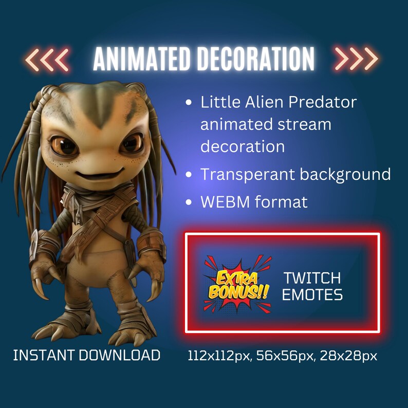 Little Alien Predator Twitch Sci Fi Stream Animated Decor, Alien Twitch ...