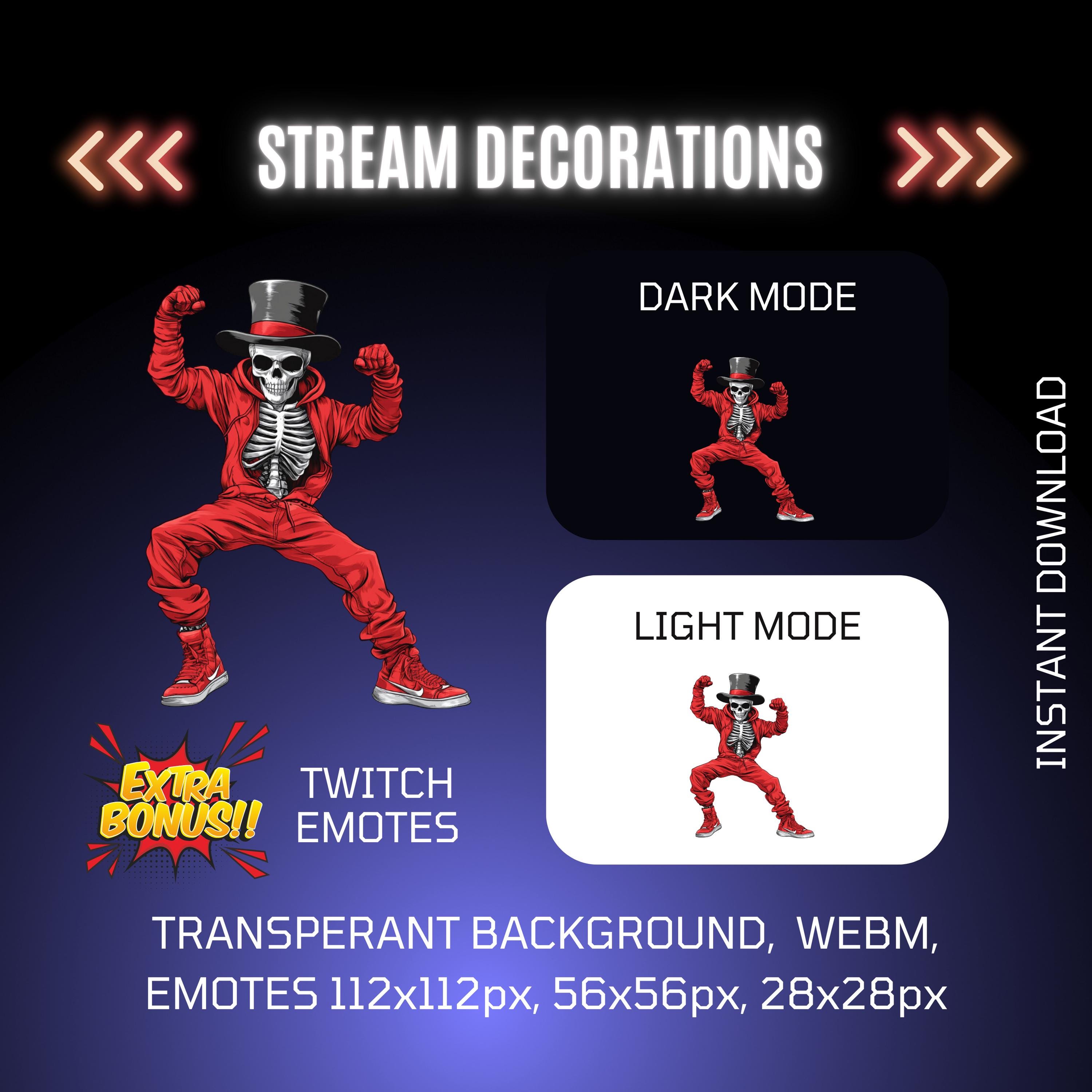 5 Halloween Skeleton Stream Decorations, Animated Overlays, Twitch ...