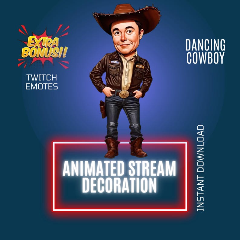 Animated Dancing Cowboy Twitch Stream Decor, Overlay & Emote Bundle ...