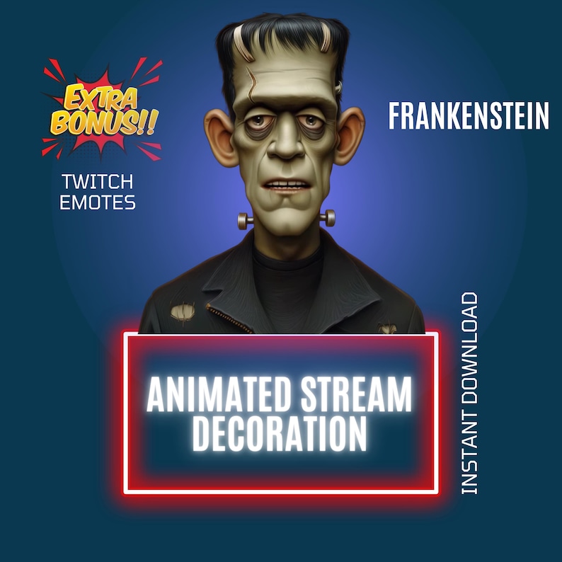 Animated Frankenstein Twitch Halloween Stream Decor, Spooky Overlay ...