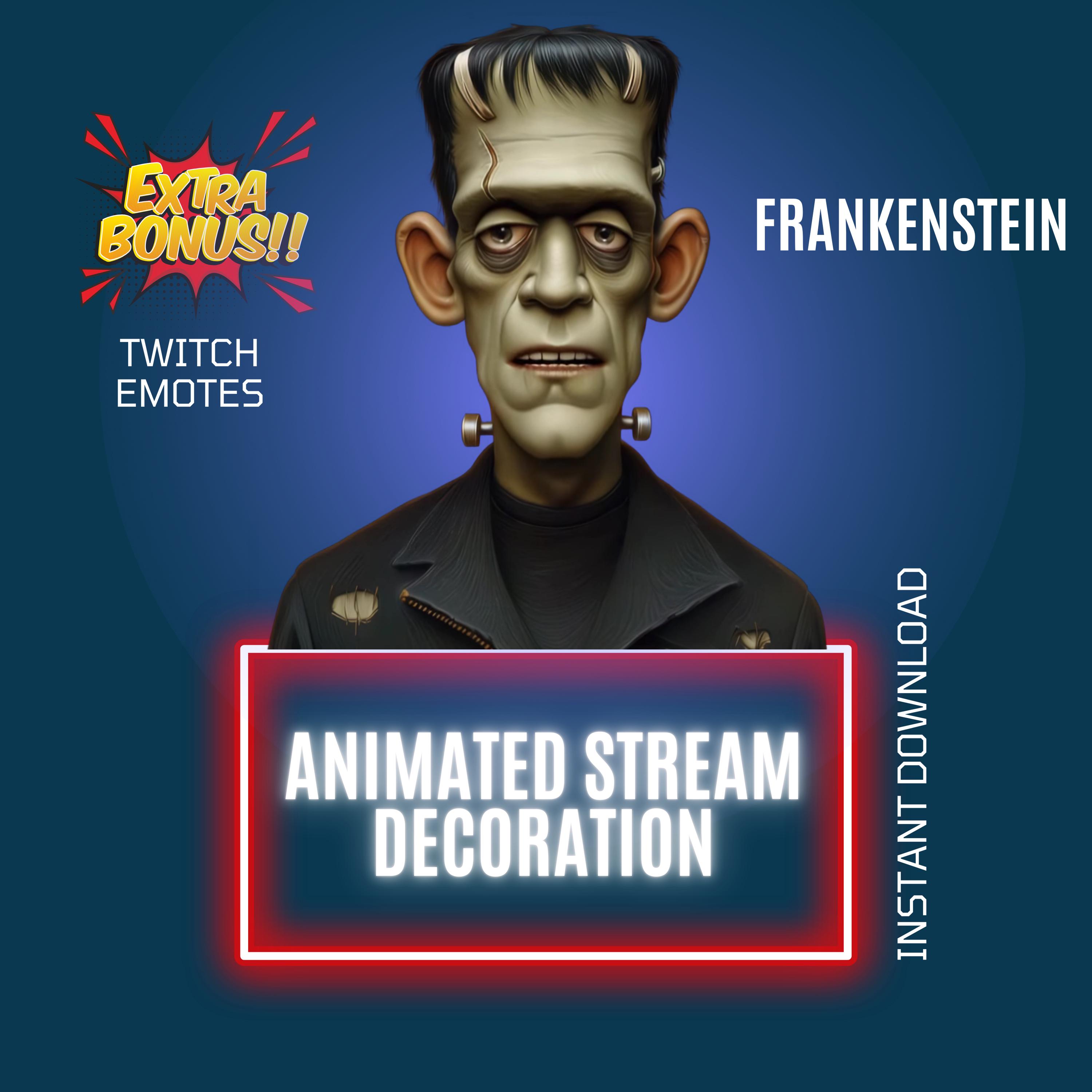 Animated Frankenstein Twitch Halloween Stream Decor, Spooky Overlay ...