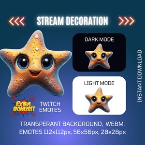 Happy Starfish Kawaii Stream Decoration, Twitch Animated Overlay, Funny ...