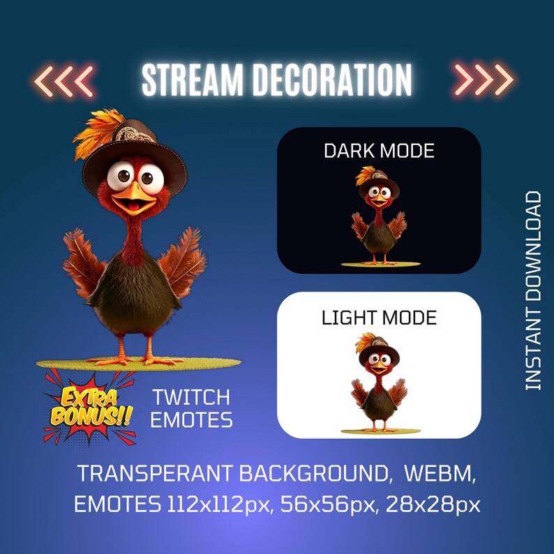 Crazy Turkey Thanksgiving Animated Twitch Overlay & Emote (digital ...