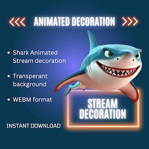 Evil Shark Stream Decoration, Shark Twitch Animated Overlay, Twitch ...