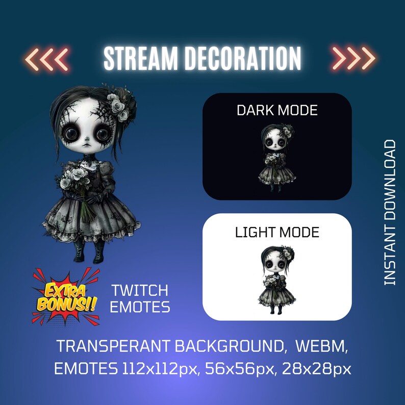 Animated Creepy Doll Twitch Halloween Stream Decor, Spooky Overlay ...