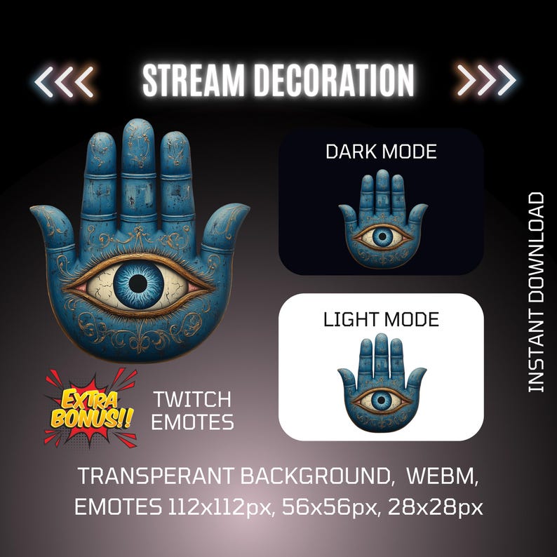 Hamsa Hand Stream Decoration, Animated Overlay, Twitch Animated Emote ...