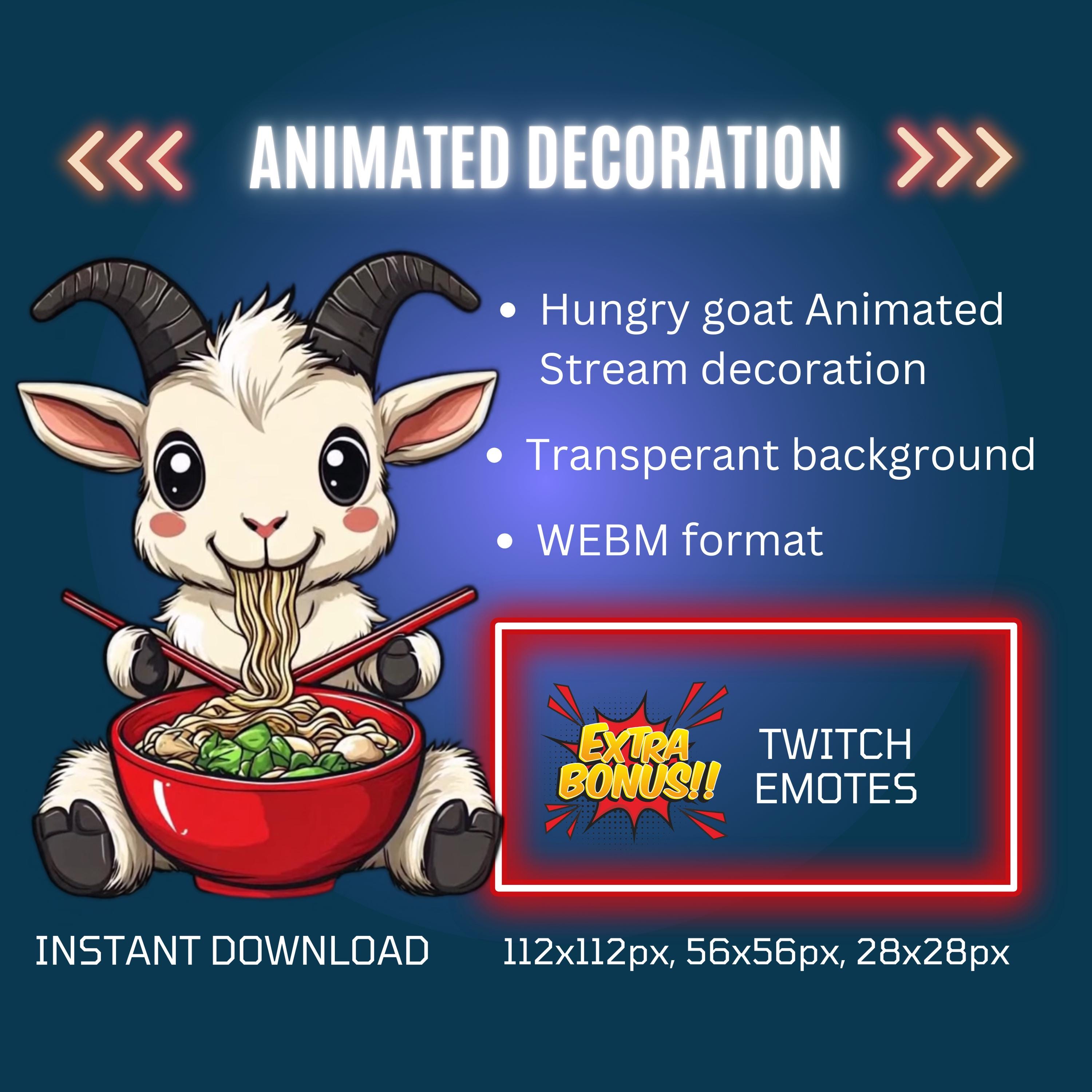 Eating Goat Twitch Cooking Stream Animated Decor, Kawaii Overlay ...