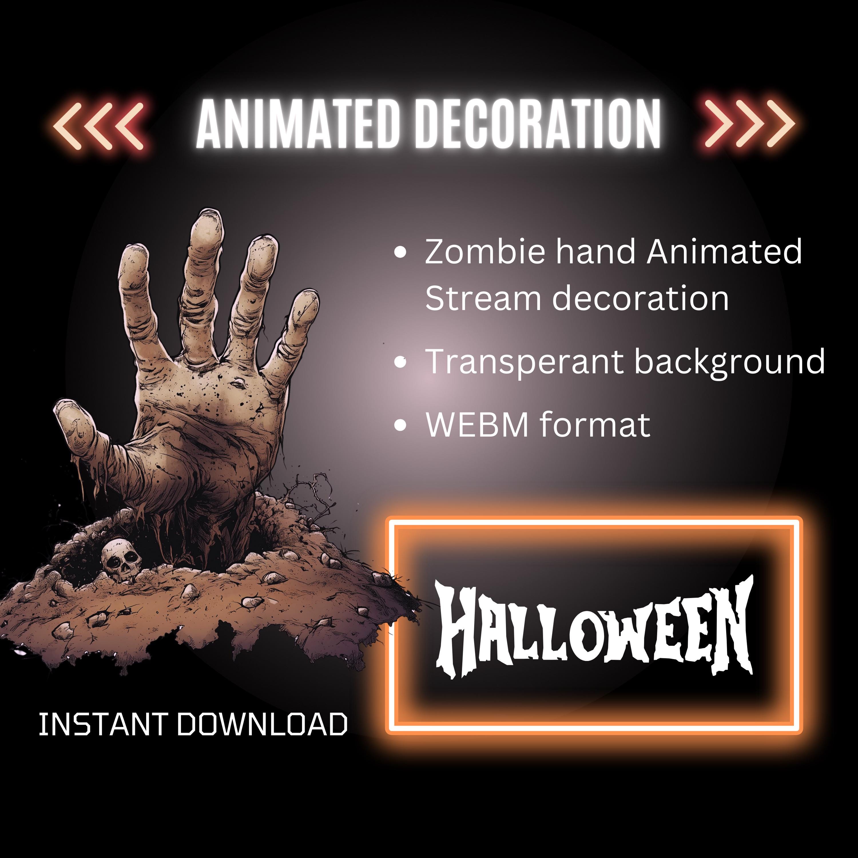 Animated Zombie Hand Twitch Halloween Stream Decor, Spooky Overlay ...