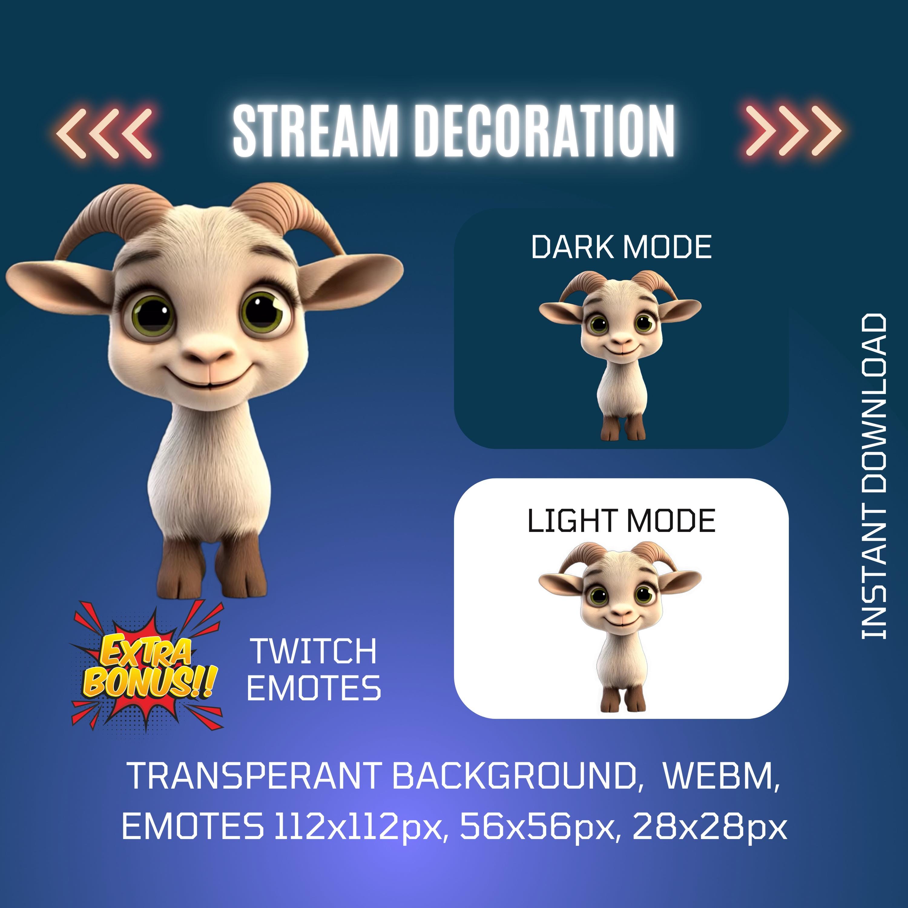 Animated Goat Twitch Stream Decor, Kawaii Overlay & Emote Bundle, WEBM ...