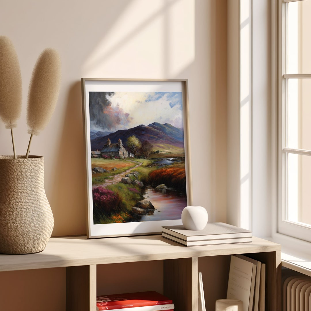 Oil Silk Painting for Scotland Tile Art of Landscape Digital Art ...