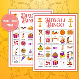 Diwali Bingo, 30 Diwali Bingo Cards, Diwali Games, Party for Kids ...