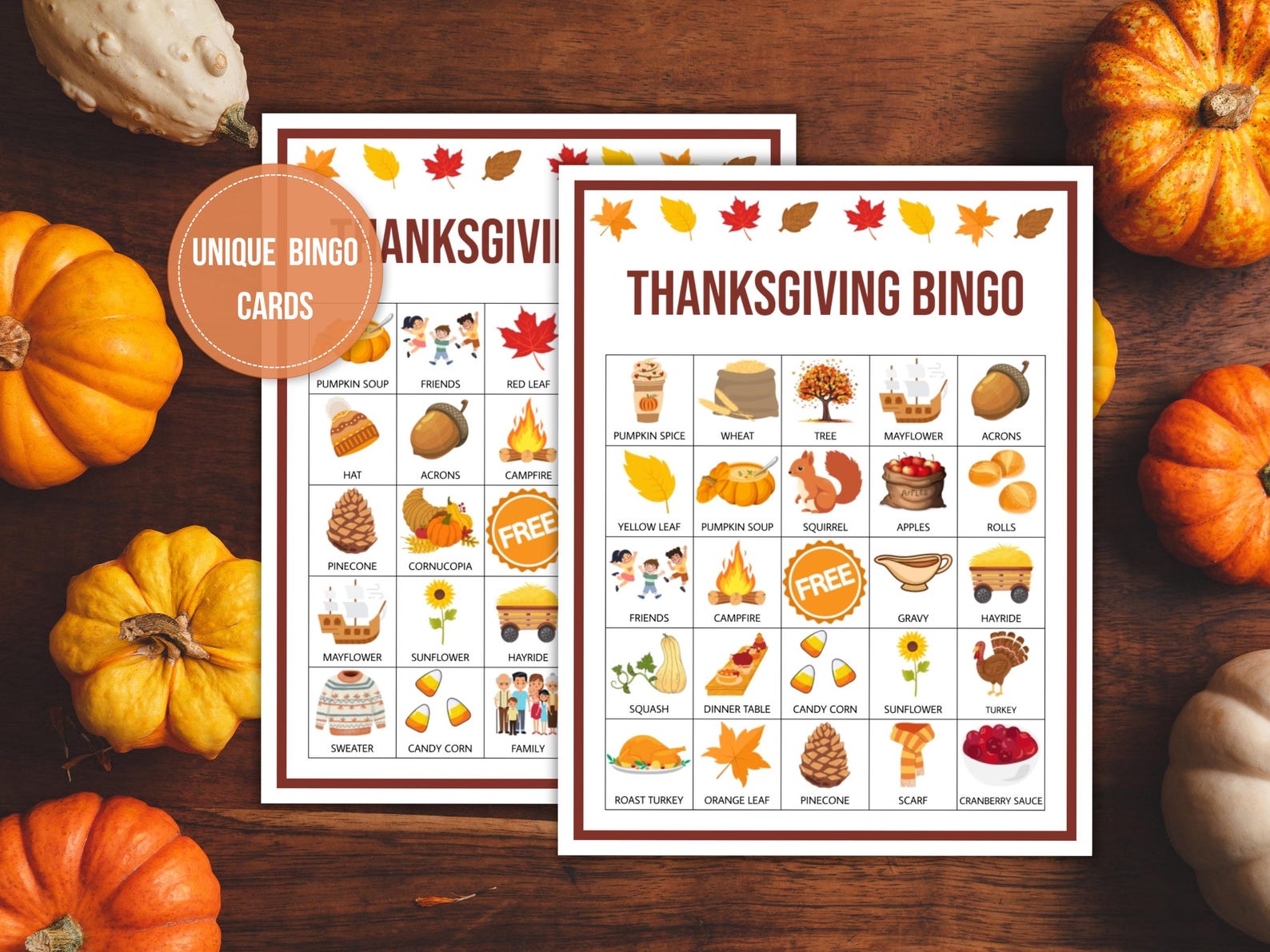 Thanksgiving Bingo, 30 Thanksgiving Bingo Cards, Thanksgiving Games for ...