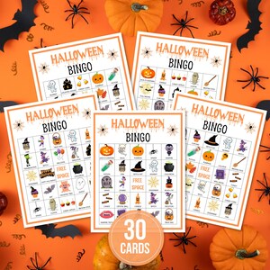 Halloween Bingo, 30 Halloween Bingo Cards, Halloween Activity for Kids ...
