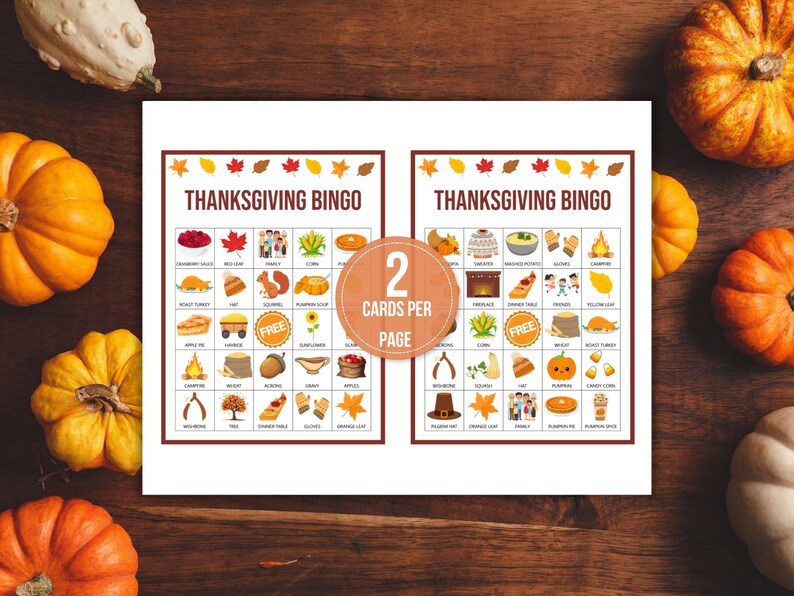 Thanksgiving Bingo, 30 Thanksgiving Bingo Cards, Thanksgiving Games for ...