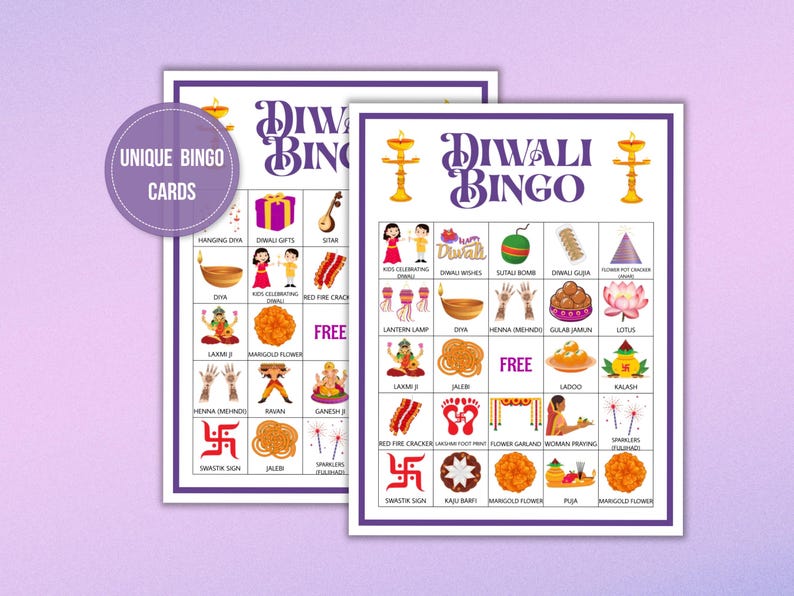 Diwali Bingo, 30 Diwali Bingo Cards, Diwali Games, Party for Kids ...