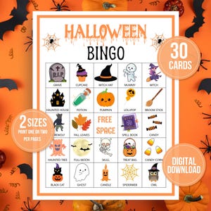 Halloween Bingo, 30 Halloween Bingo Cards, Halloween Activity for Kids ...