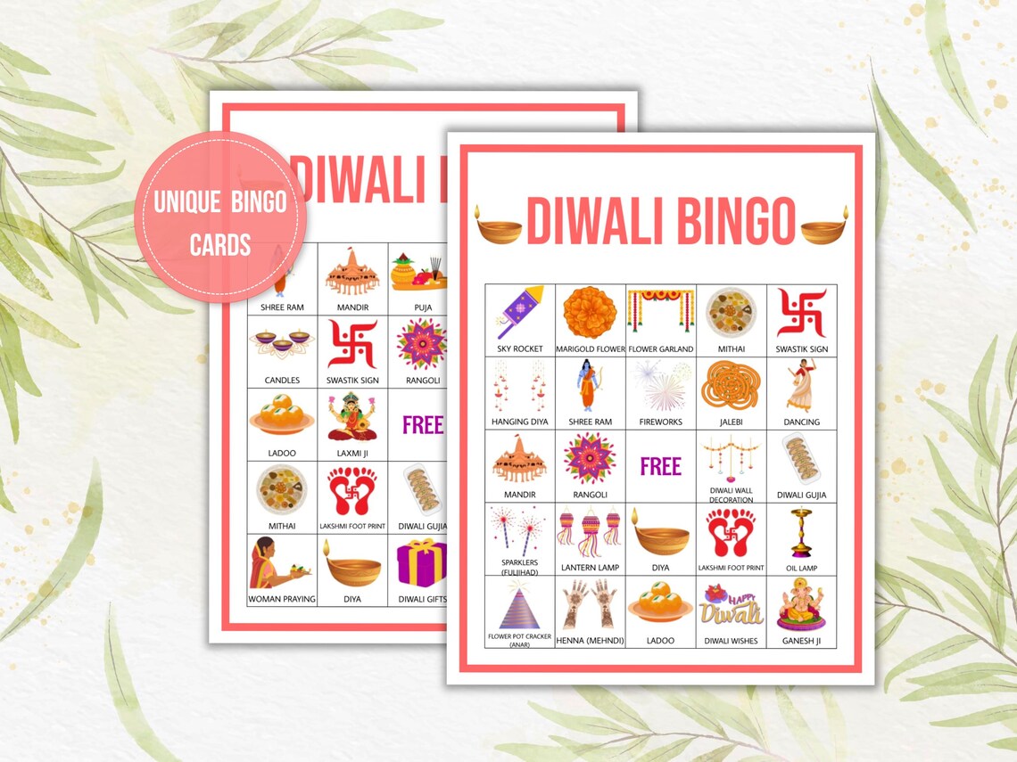 Diwali Bingo, 40 Diwali Bingo Cards, Diwali Games, Party for Kids ...