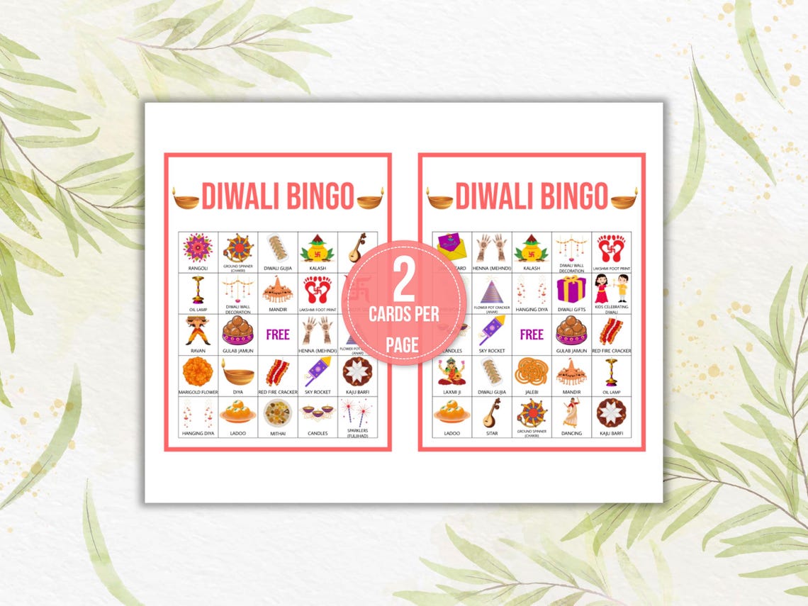 Diwali Bingo, 40 Diwali Bingo Cards, Diwali Games, Party for Kids ...
