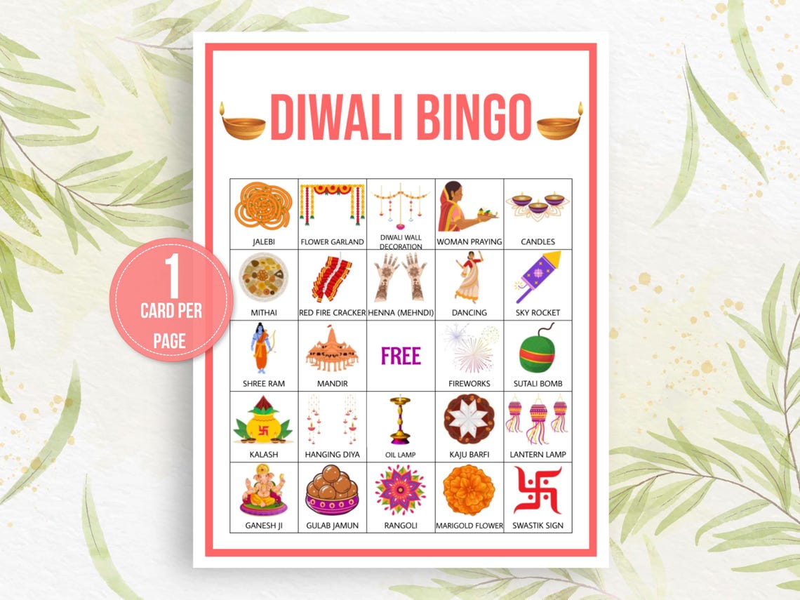 Diwali Bingo, 40 Diwali Bingo Cards, Diwali Games, Party for Kids ...