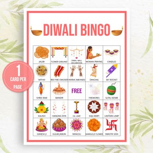 Diwali Bingo, 40 Diwali Bingo Cards, Diwali Games, Party for Kids ...