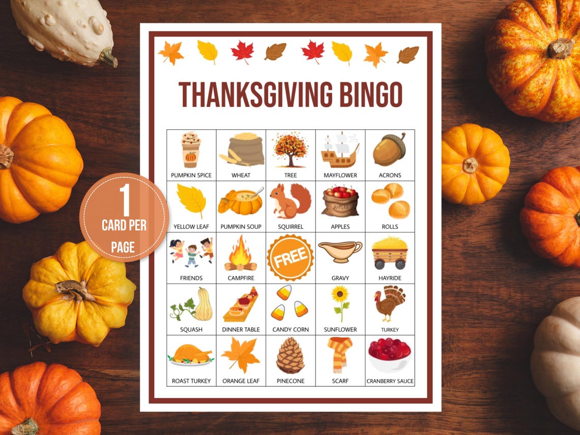 Thanksgiving Bingo, 30 Thanksgiving Bingo Cards, Thanksgiving Games for ...