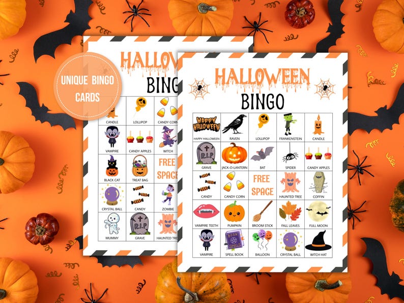 Halloween Bingo, 40 Halloween Bingo Cards, Halloween Activity for Kids ...