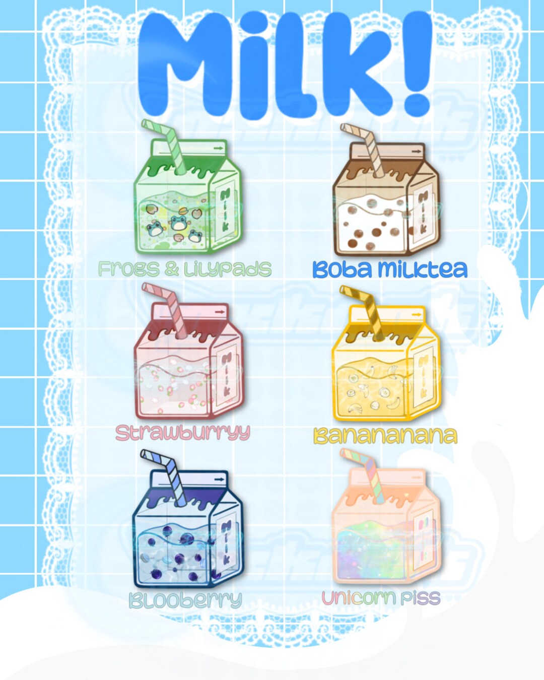 Funny Milk Sticker Set Deco Aesthetic Funny Sticker Pack Laptop Sticker ...