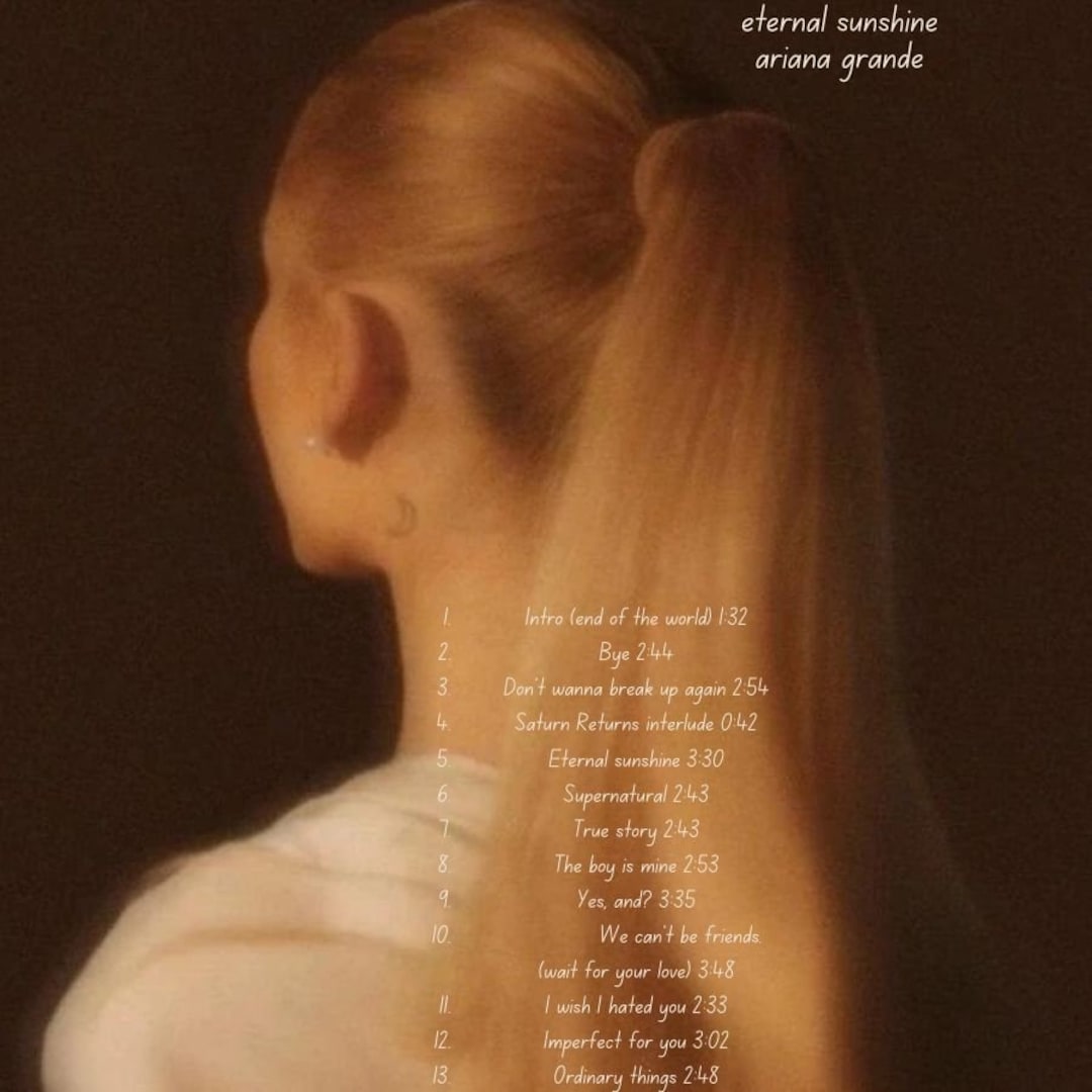 Ariana Grande Eternal Sunshine Poster With Song Listings & Times - Etsy