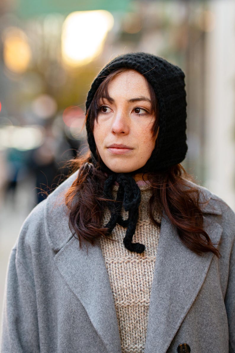 Crochet Adult Unisex Bonnet Hood, Handmade With Royal Blue, Cream White ...