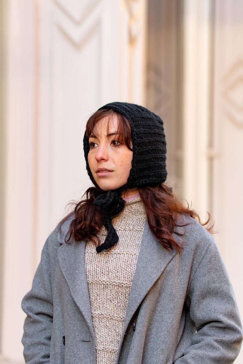 Crochet Adult Unisex Bonnet Hood, Handmade With Royal Blue, Cream White ...